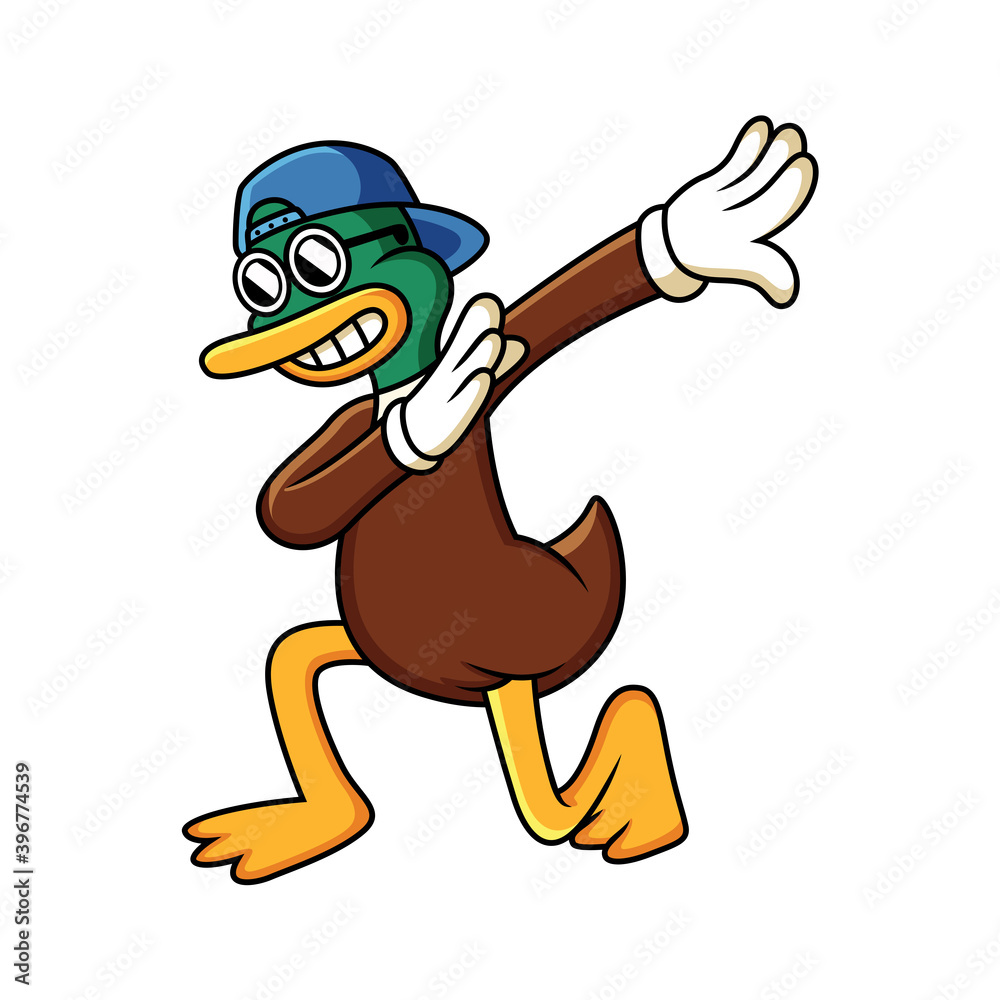 Dabbing cartoon duck. Vector clip art illustration with funny pose ...
