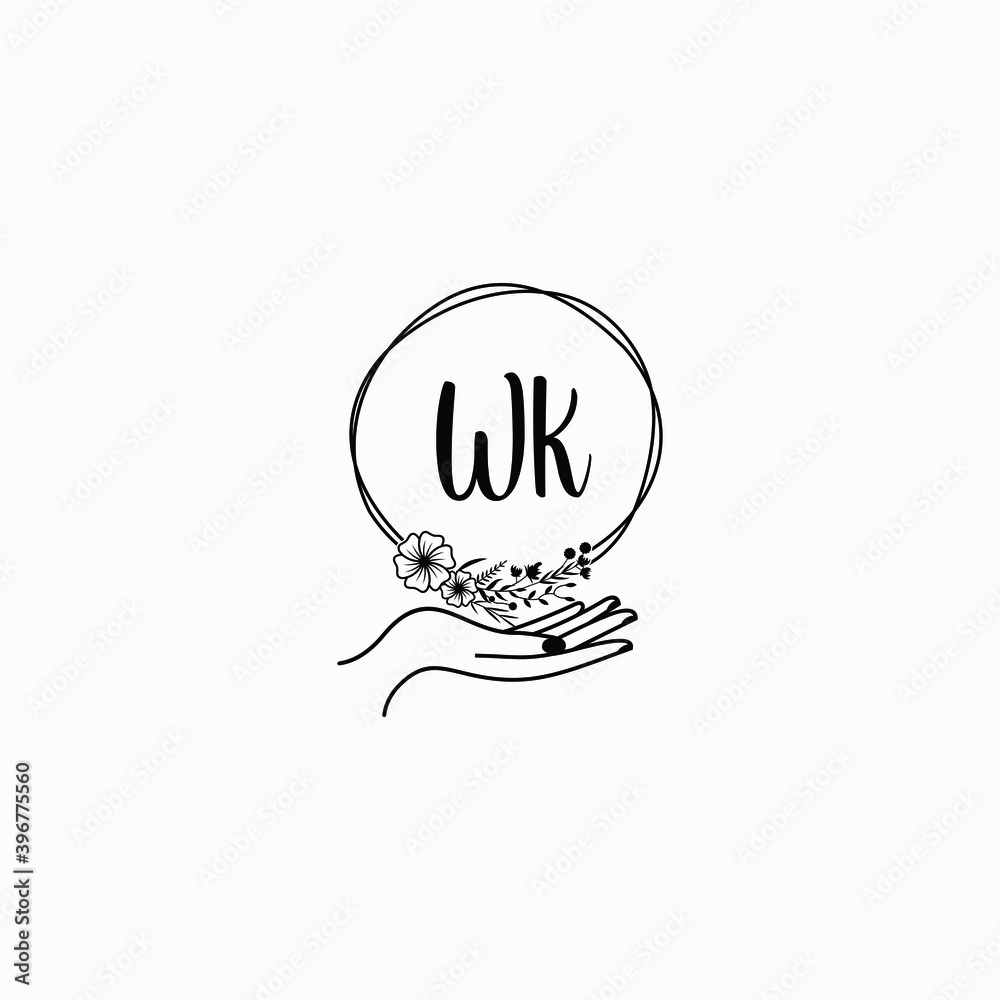 Initial WK Handwriting, Wedding Monogram Logo Design, Modern ...