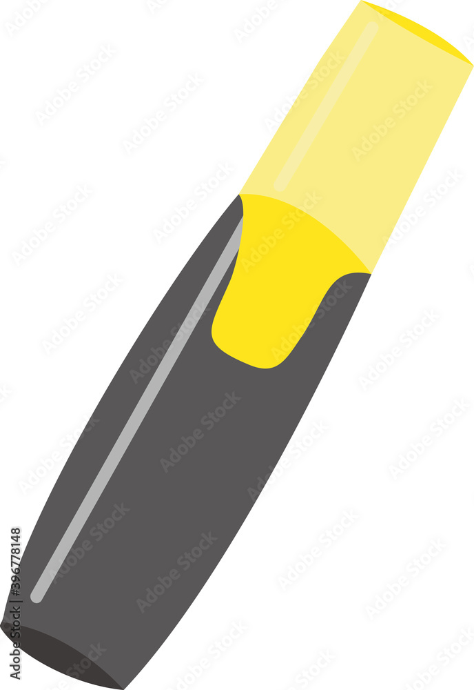isolated yellow highlighter pen or highlighter illustrations to mark ...