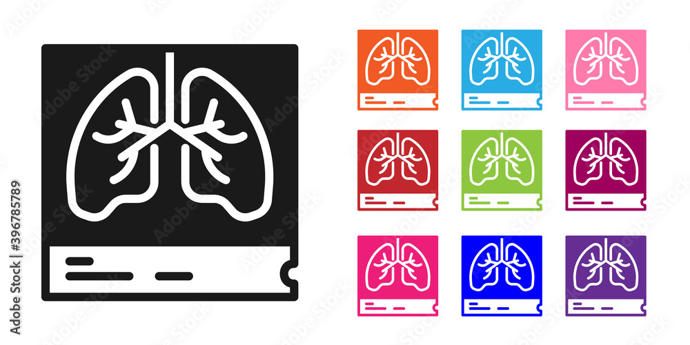 Black Lungs x-ray diagnostics icon isolated on white background ...