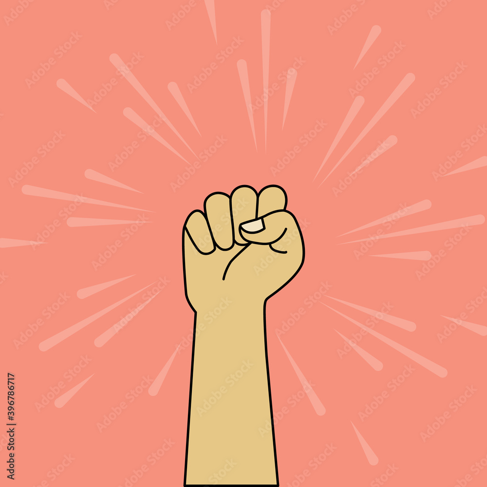 hand raised in a clenched fist icon. Freedom sign and protest symbol on ...