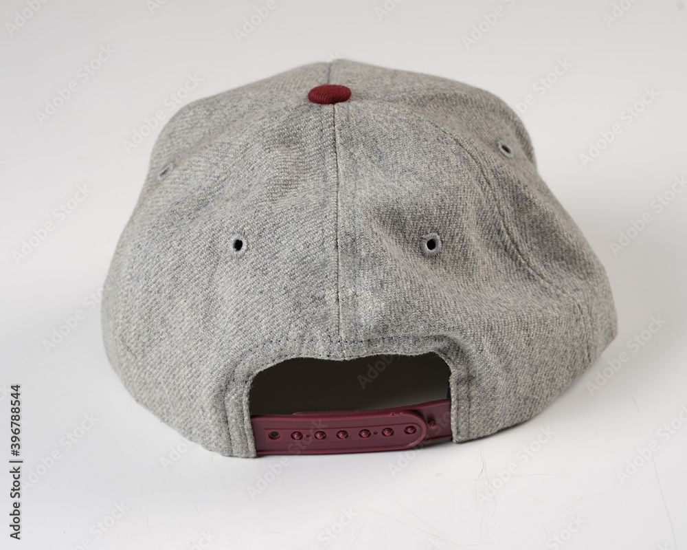 Set Blank gray Hip Hop Cap For Template. snap-back base cap on a white ...
