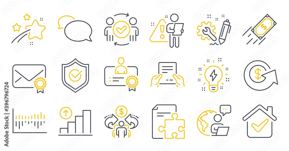 Set of Education icons, such as Approved teamwork, Verified mail ...