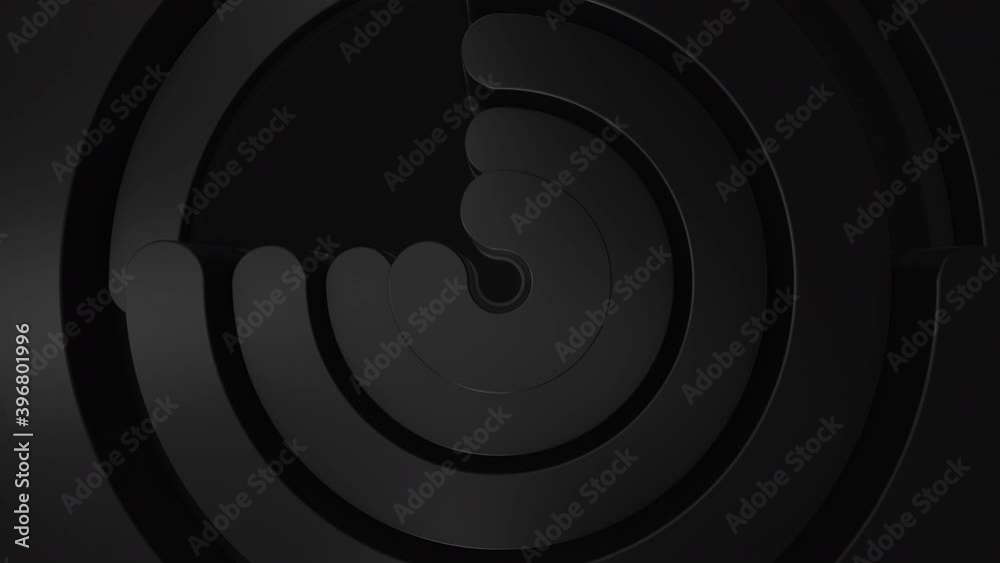 Cut black background surface. Animation rotation of abstract realistic ...