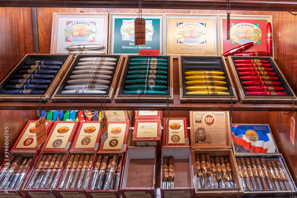 Inside of a Cigar Store in Calle Ocho, Miami, Florida, USA Stock Photo ...