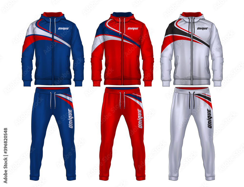 sport track suit design template,jacket and trousers vector ...