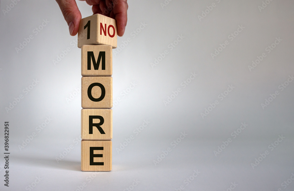 1 or no more symbol. Hand turns a cube and changes the words '1 more ...