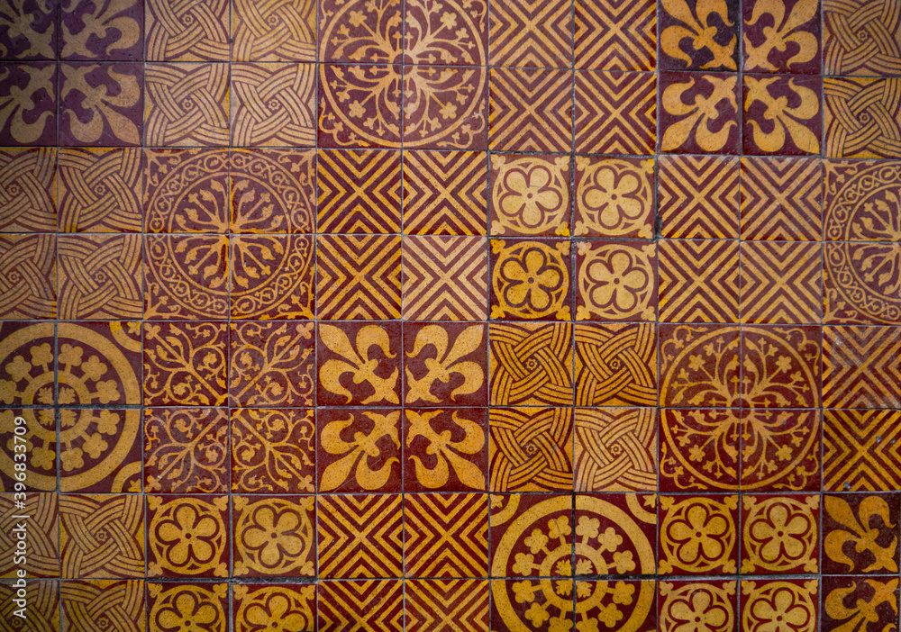 medieval floor tile pattern in old cathedral Stock Photo | Adobe Stock