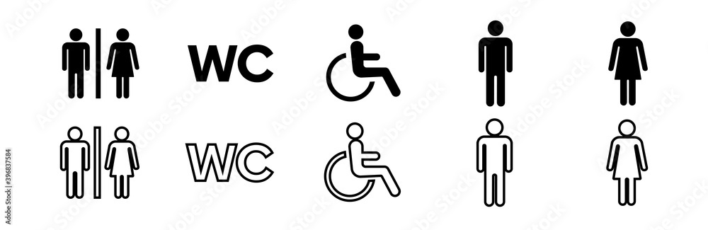 Bathroom WC signs. Toilet sign. Vector illustrations Stock Vector ...