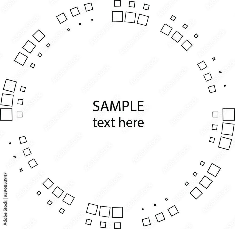 Black hollow square halftone dots in round form. Geometric art. Trendy ...