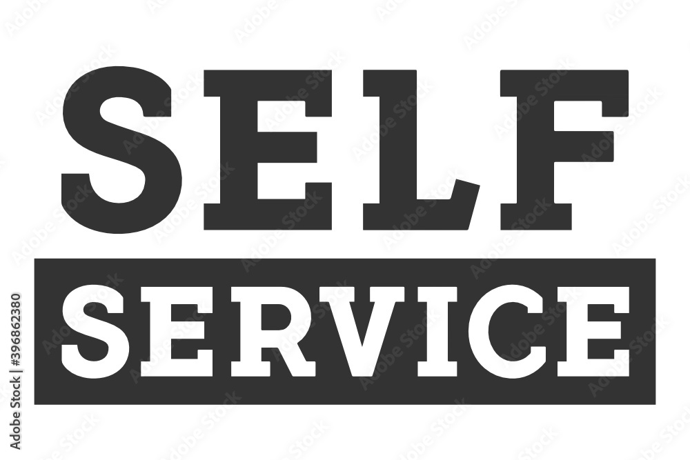 Self Service Label, Self Service Text Graphic Element, Isolated Vector ...