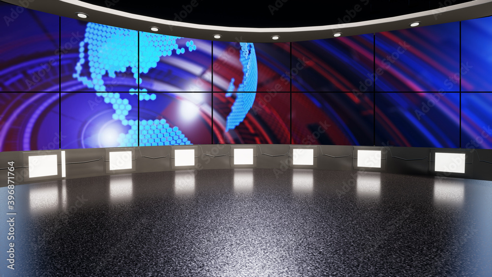 Backdrop For TV Shows .TV On Wall.3D Virtual News Studio Background, 3d ...