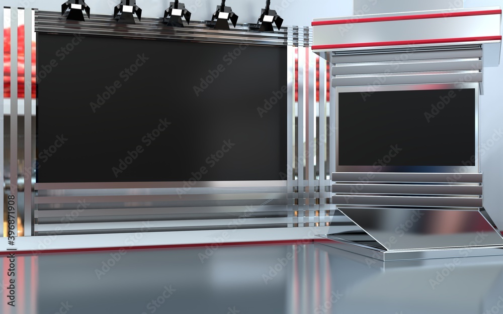 Backdrop For TV Shows .TV On Wall.3D Virtual News Studio Background, 3d ...