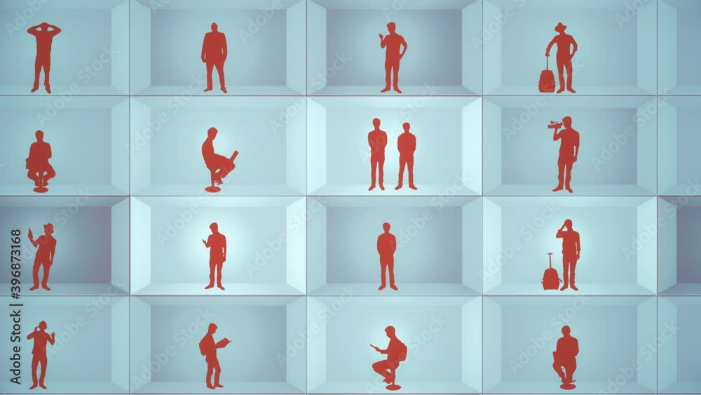 Male Silhouettes Random Activities Social Isolation. Silhouettes of ...