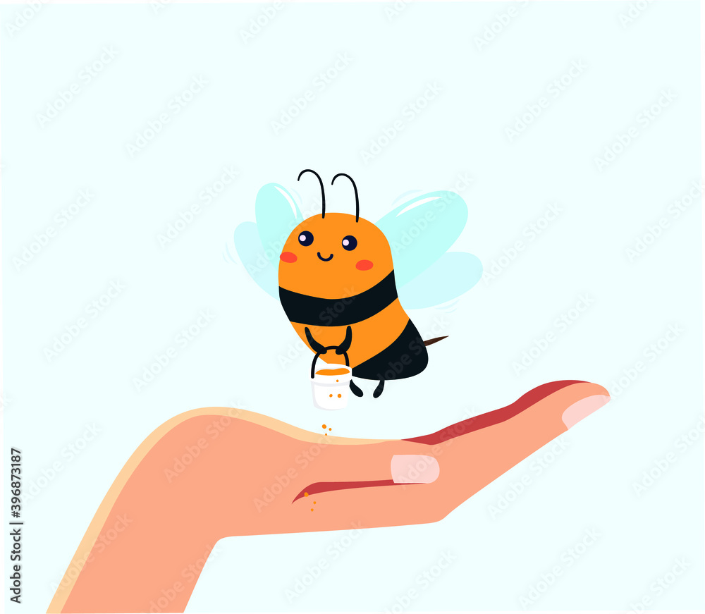The illustration shows a cute bee. Cute childish character. Rescue of ...