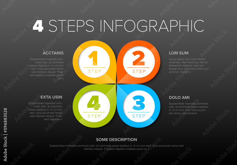 Dark Minimalist Four Step Layout Stock Template | Adobe Stock