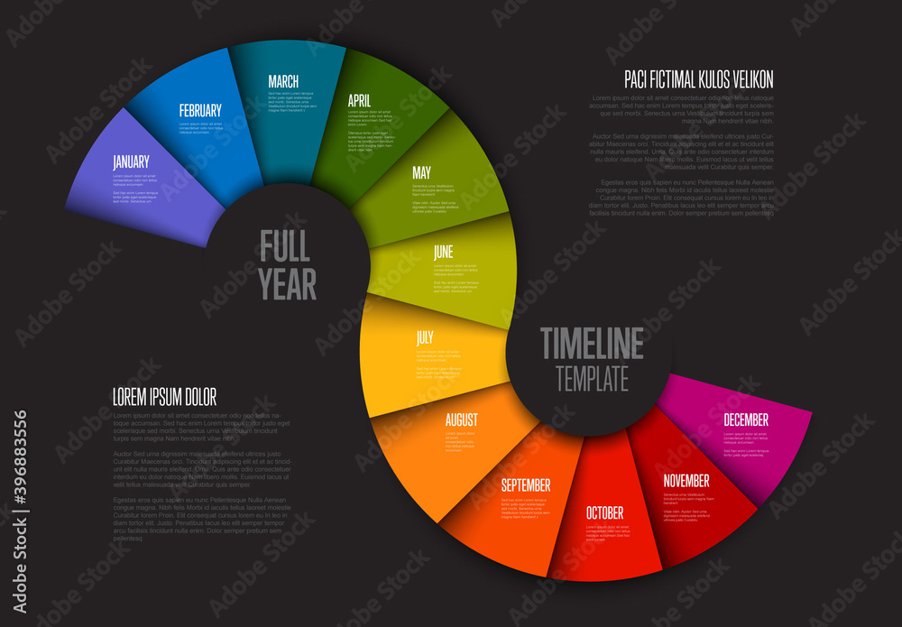 Full Year Timeline Layout on Circle Folded Paper Stock Template | Adobe ...