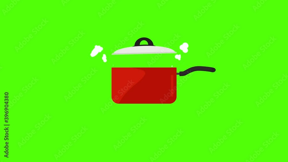 Saucepan animation on green screen chroma key, flat design element ...