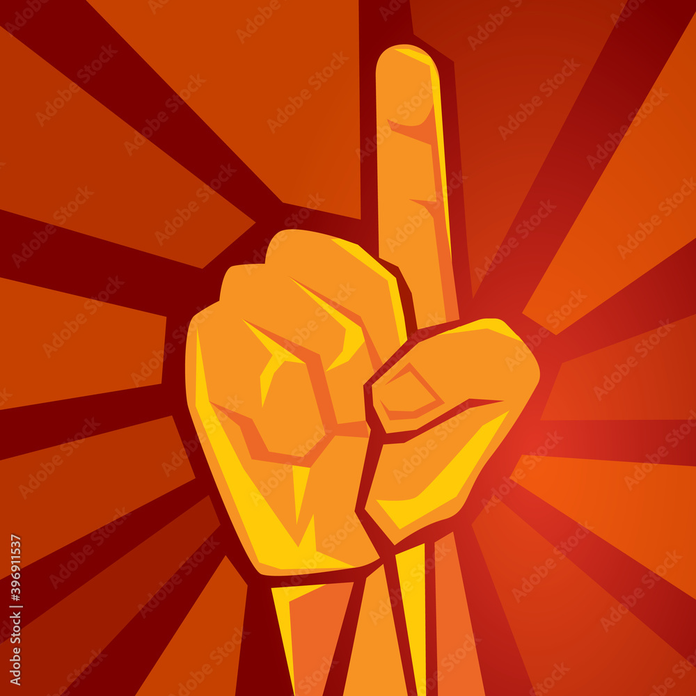 one single finger hand showing raised supporting movement symbol of ...