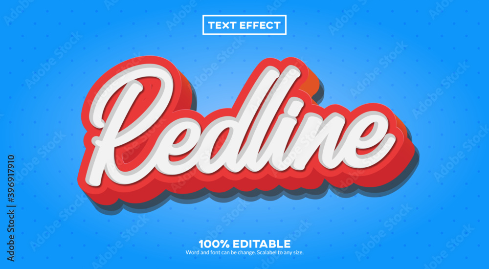 Redline 3D Text Effect Stock Vector | Adobe Stock