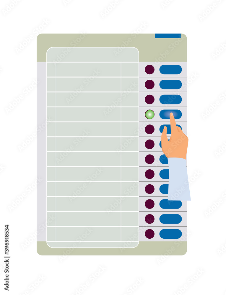 Hand with Electronics Voting Machine. Vector illustration Stock ...