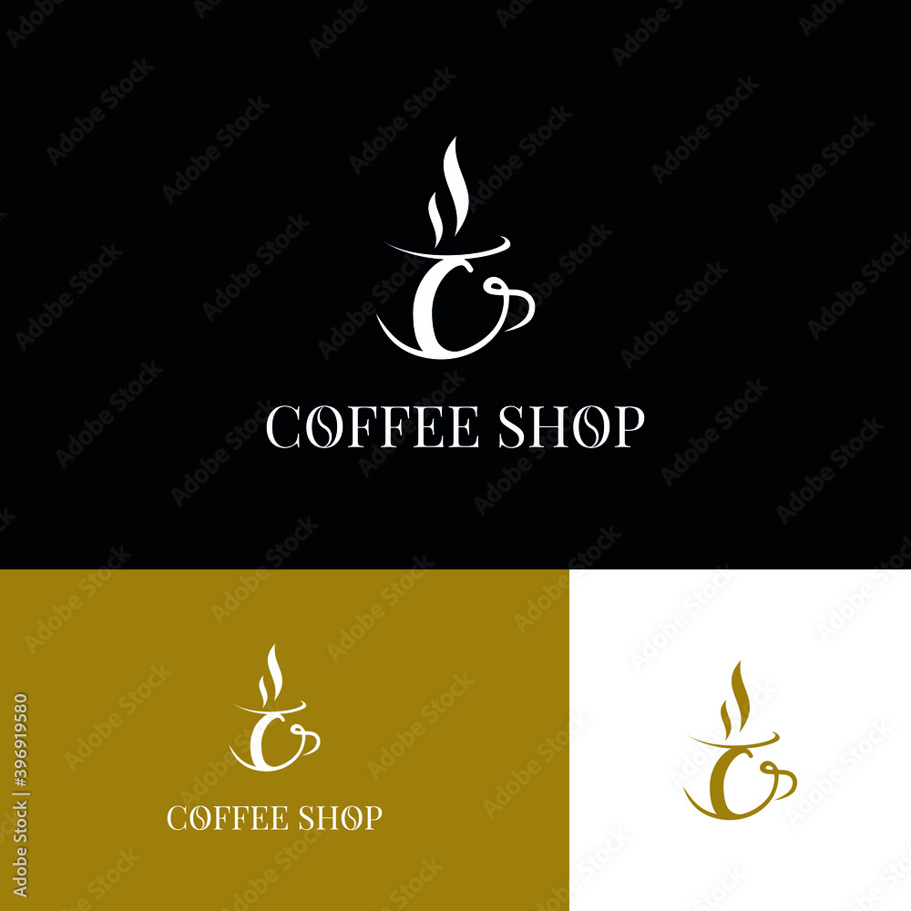 Initial c letter on cup coffee concept logo for coffee shop and store ...