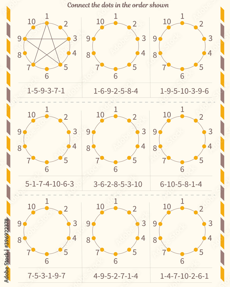 Worksheet for children. Connect the dots in the order shown Stock ...