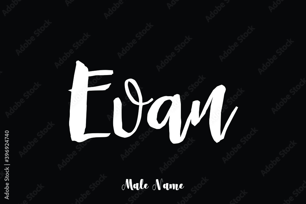 Evan-Male Name Cursive Calligraphy Text on Black Background Stock ...