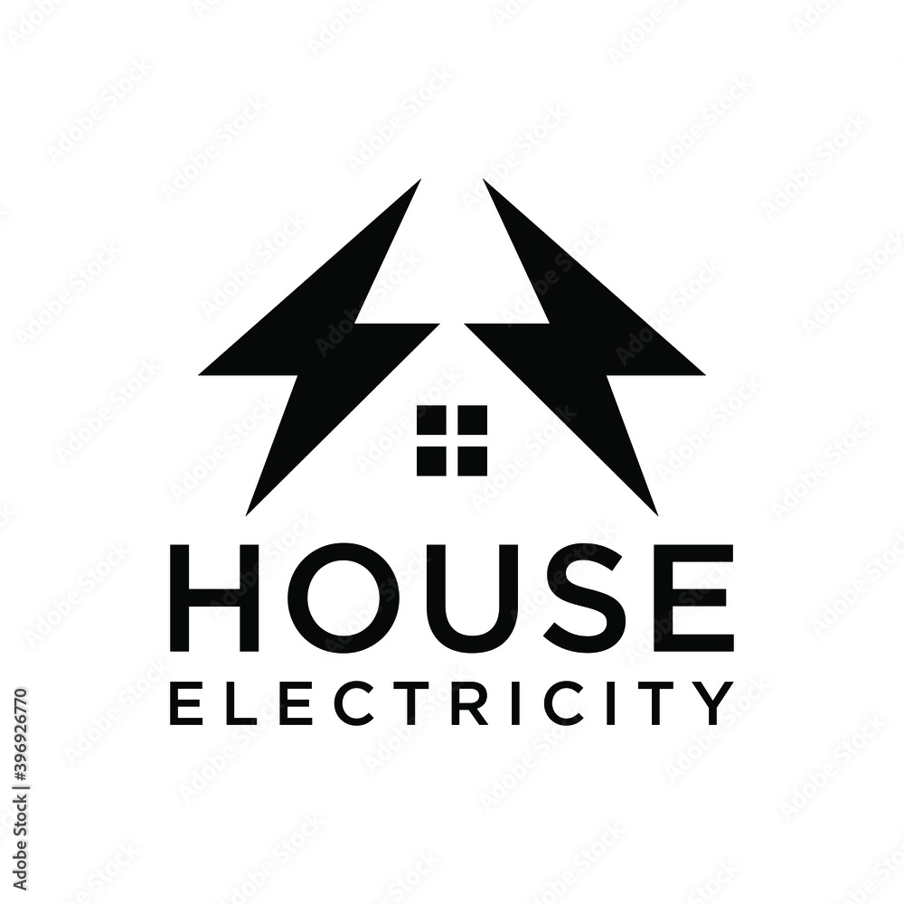 simple electric house logo vector, black color on white background.Eps ...