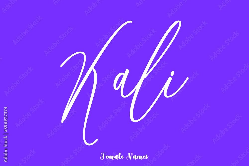 Kali Female Name Cursive Calligraphy White Color Text On Purple