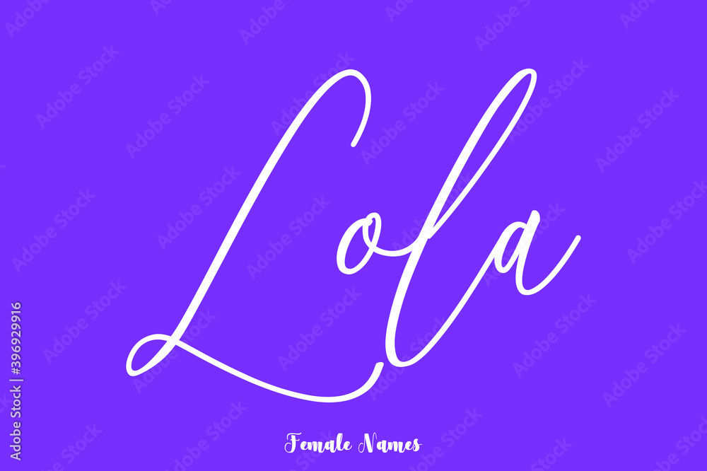 Poster Lola-Female Name Cursive Calligraphy Text On Purple Background ...