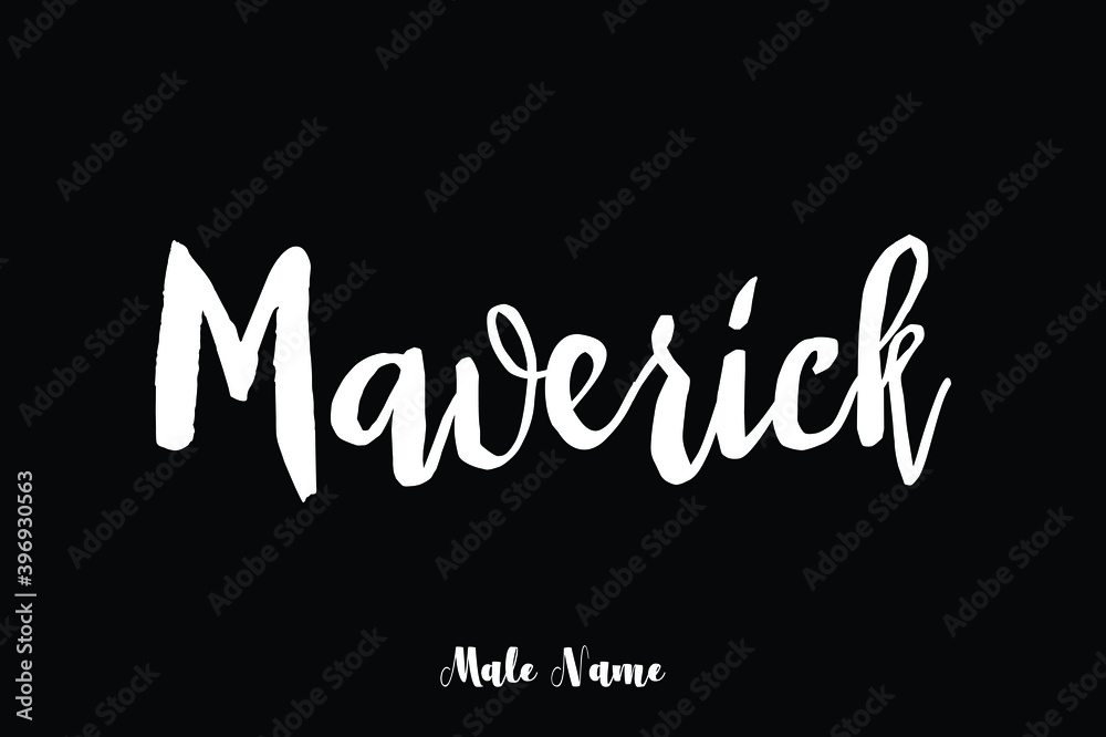 Maverick Male Name Bold Calligraphy Text on Black Background Stock ...