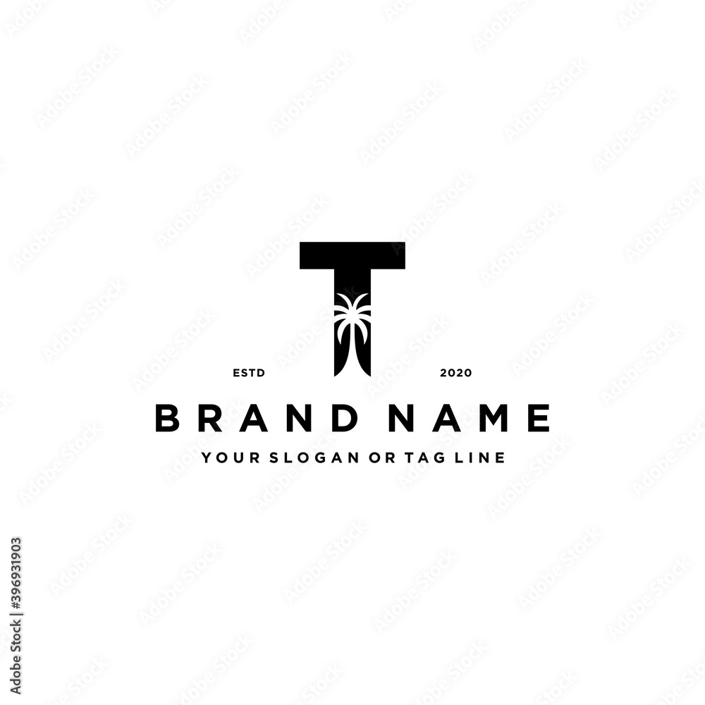 letter T palm logo design concept vector Stock Vector | Adobe Stock