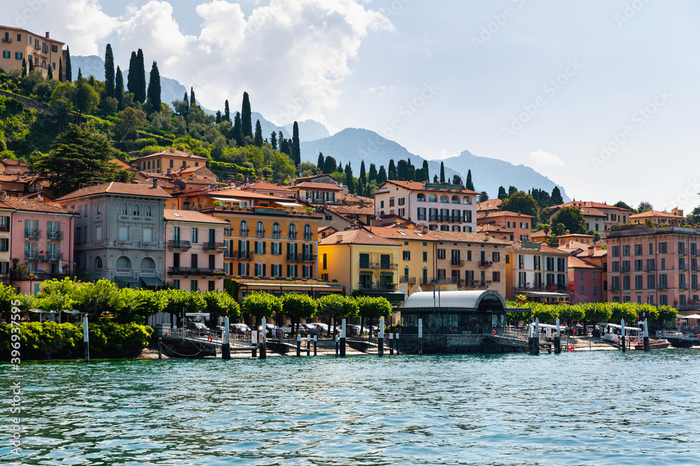 Picturesque landscape of famous lake Como and small tourist city of ...
