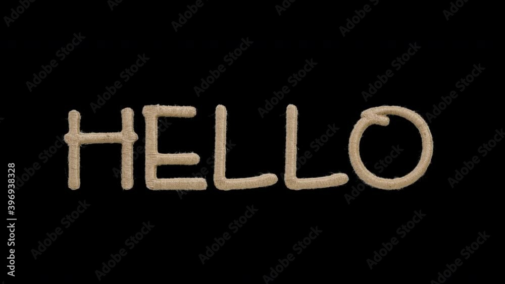 word HELLO, handmade font design, 4k footage with alpha transparency ...