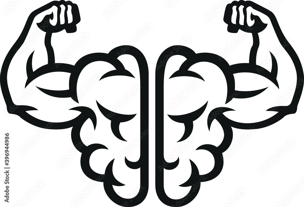 Brain shows its muscles (biceps posing) Stock Vector | Adobe Stock