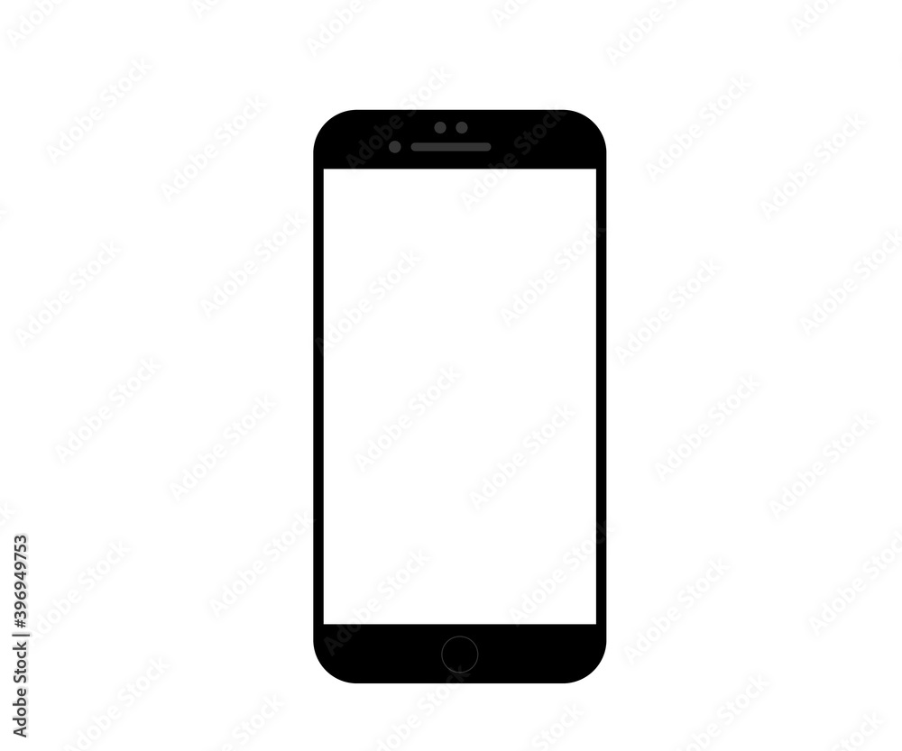 2d flat vector illustration of a mobile phone with a blank white screen ...