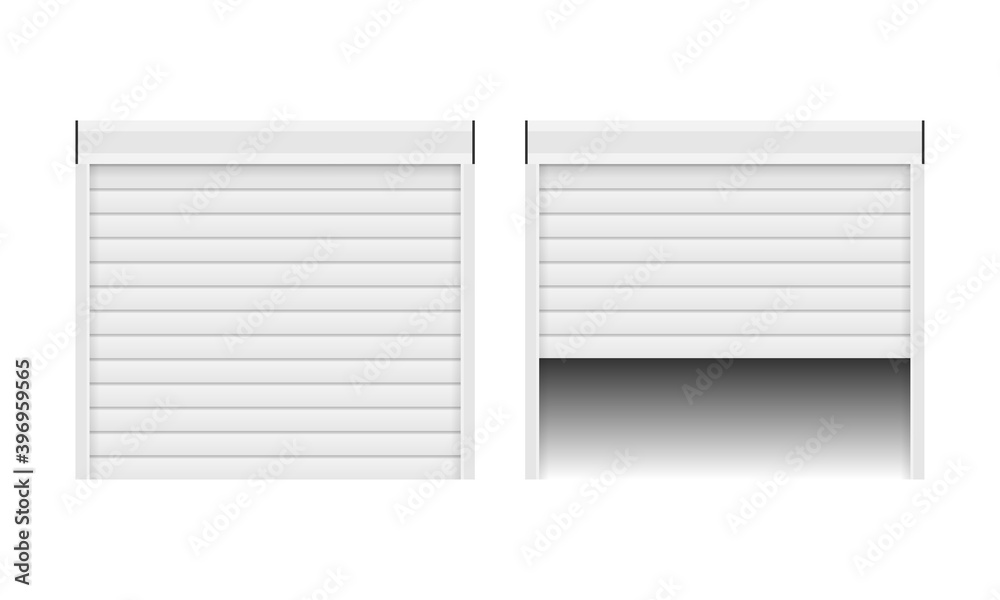 Vector of realistic door with rolling shutters on white background ...