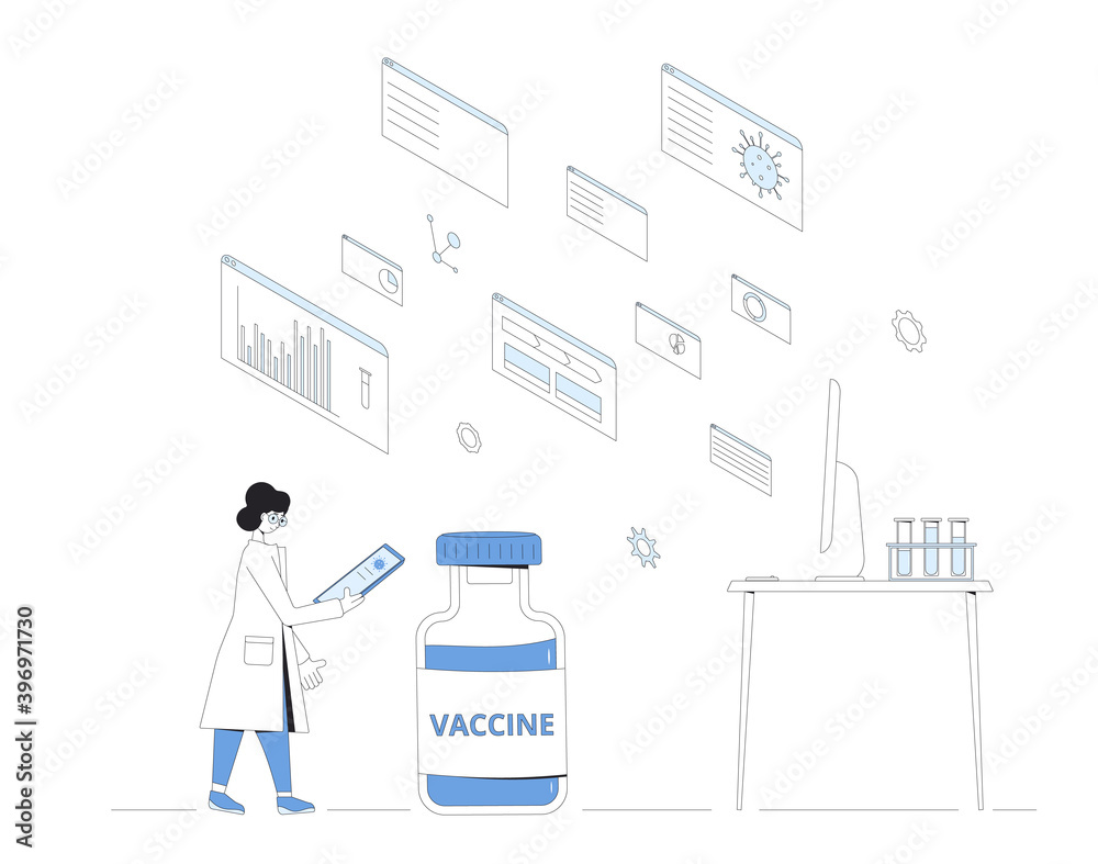 Vaccine candidate reseach done concept. Coronavirus treatment complete ...