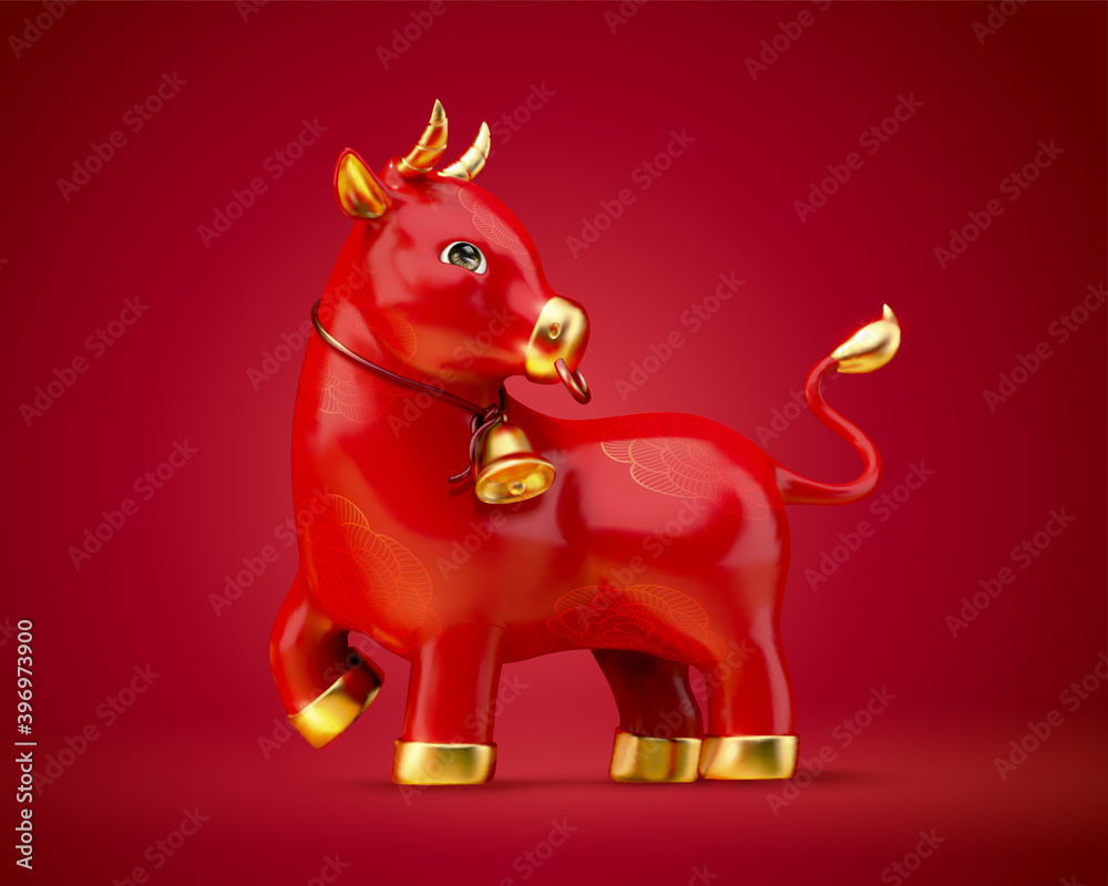 Lovely ceramic red ox Stock Vector | Adobe Stock