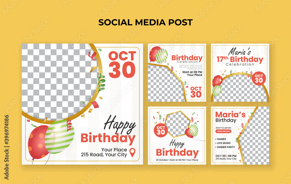 Birthday celebration social media post template. Suitable for birthday ...