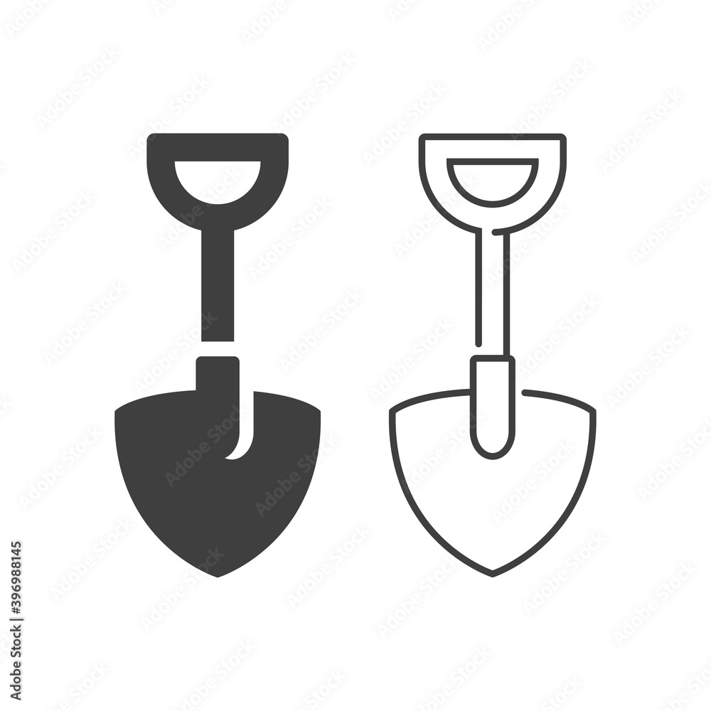 Logotipo pala pequeña con lineas y relleno en color gris vector de ...