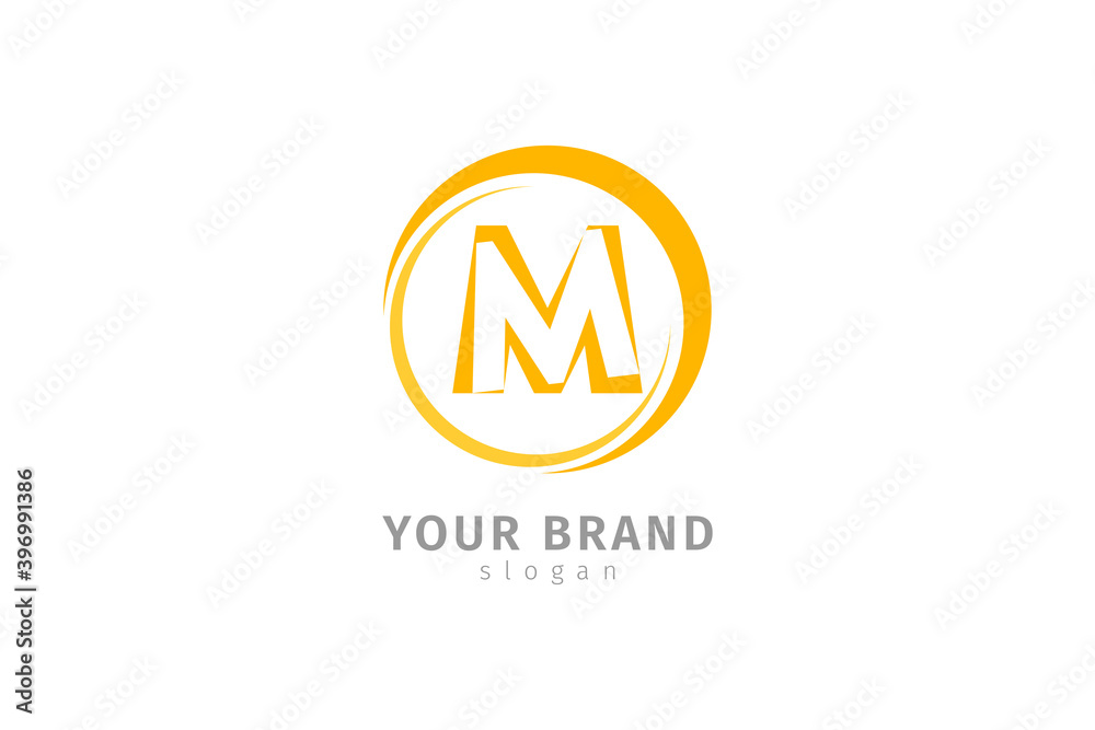 letter M inside circle like coin logo for finance, crypto currency ...