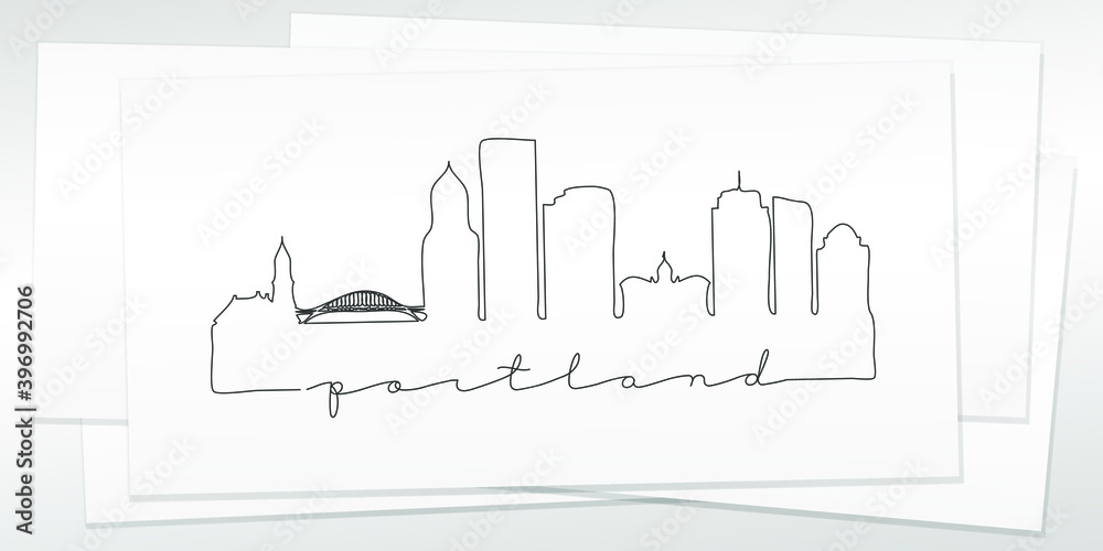 Portland, OR, USA Doodle Skyline Hand Drawn. City One Line Art ...