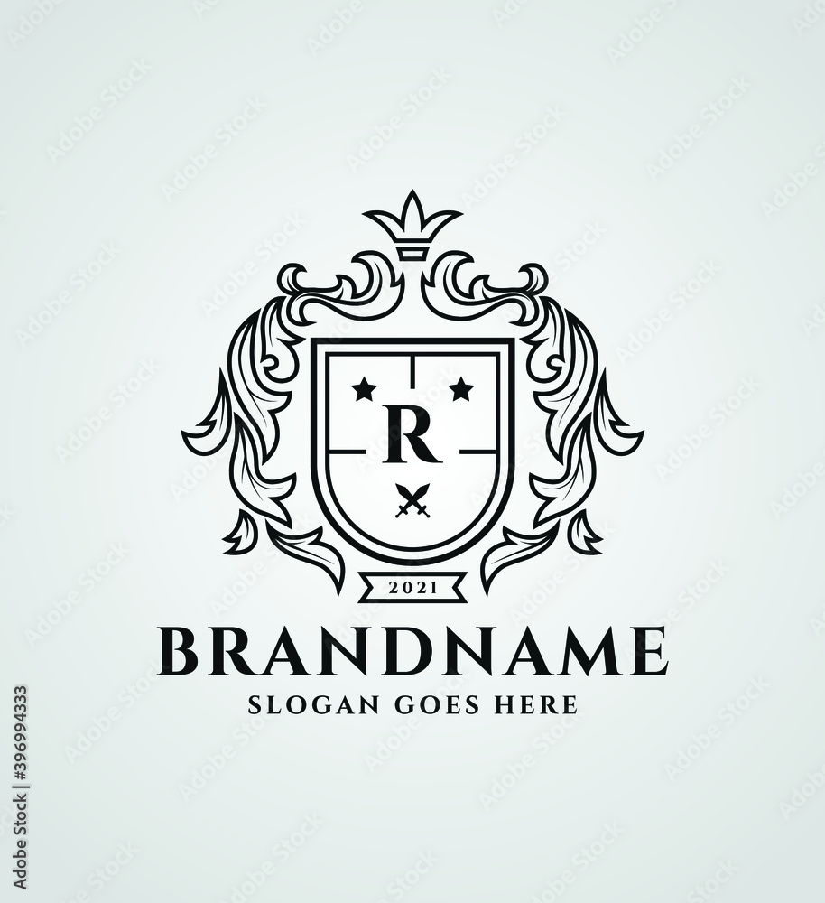 Vector heraldic logo template. Coat of arms. Heraldic royal emblem ...