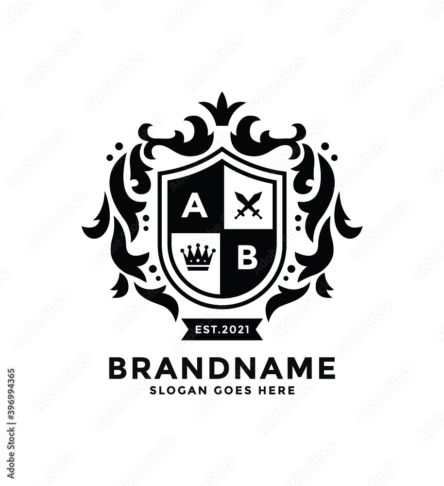 Royal shields badge. Heraldic shield logo design. Arms crest coat ...