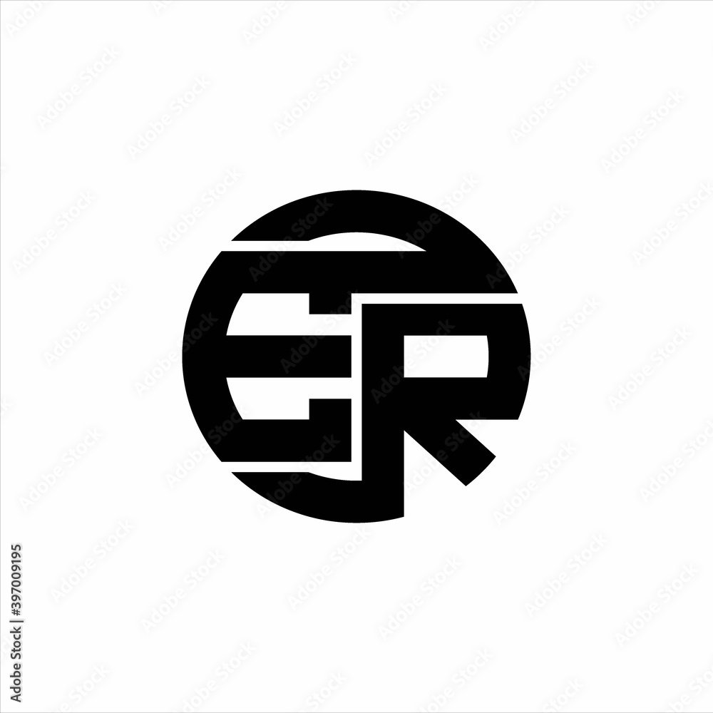 ER Logo monogram with rounded line swipe design template Stock Vector ...