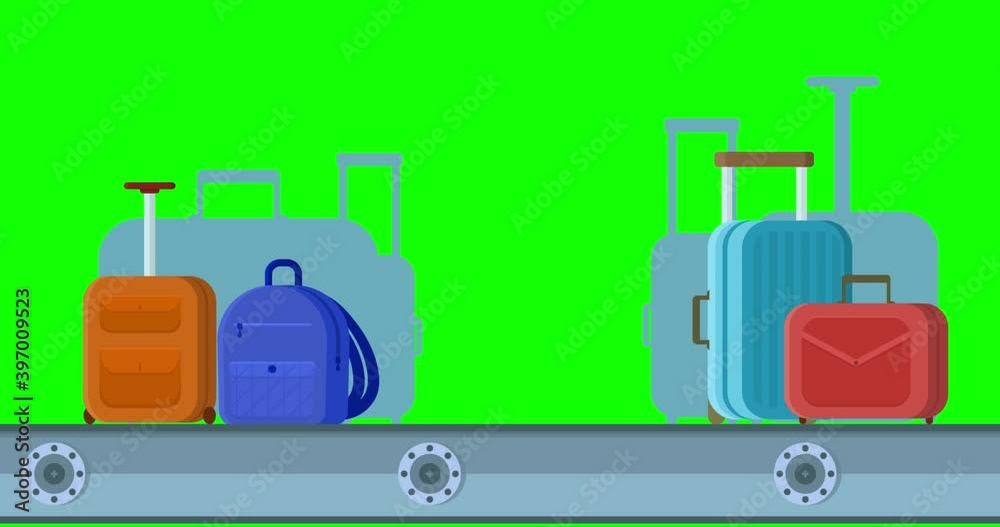 4K Stock video, Looped animation of airport conveyor belt, green screen ...