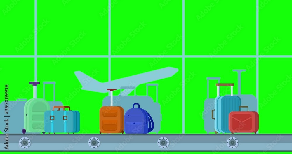 4K resolution Looped animation of conveyor belt and plane on background ...