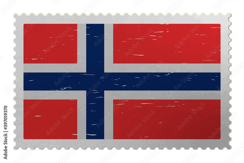 Norway flag on old postage stamp, vector Stock Vector | Adobe Stock